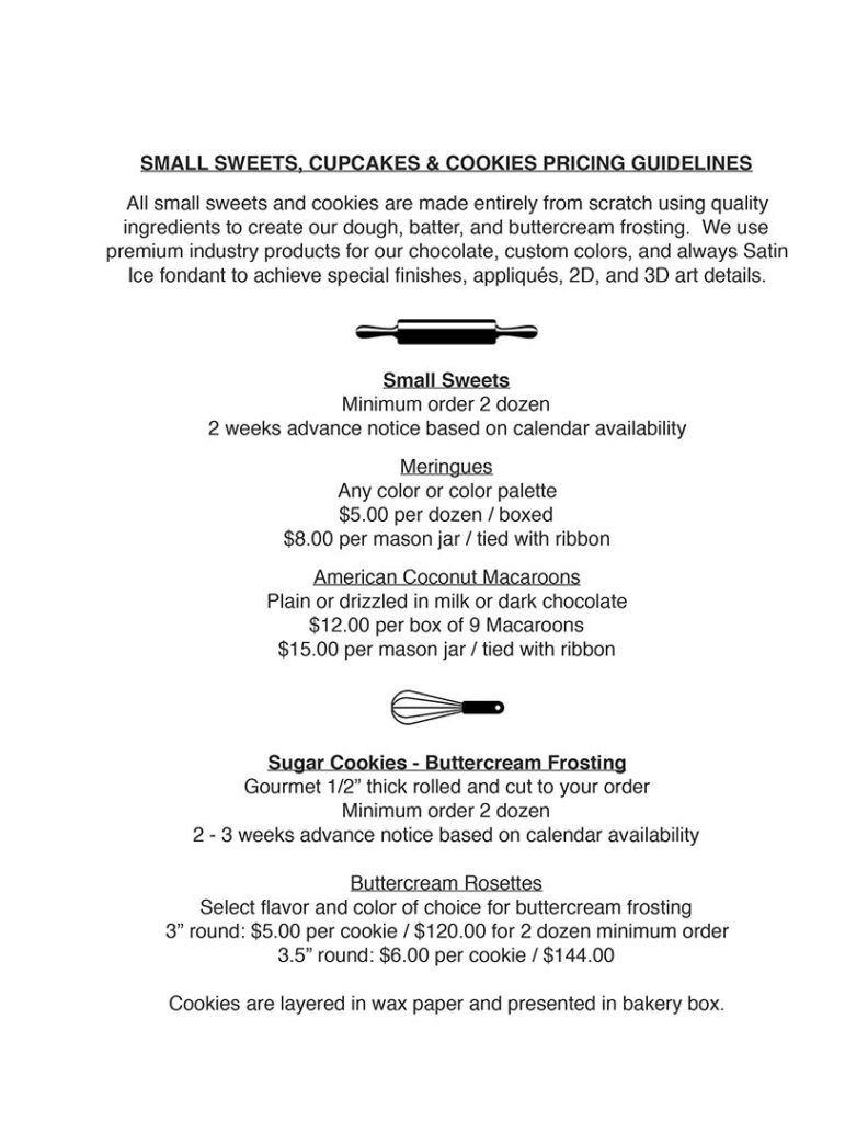 Small Sweets, Cupcakes & Cookies Pricing Guidelines | Geneva Baking Company